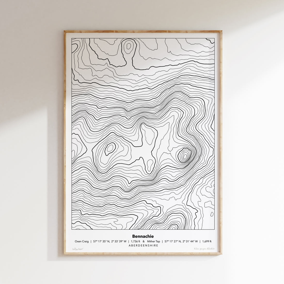 Bennachie Topography Map Print – Kilo Papa Studio